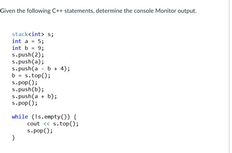Solved Given The Following C Statements Determine The Chegg
