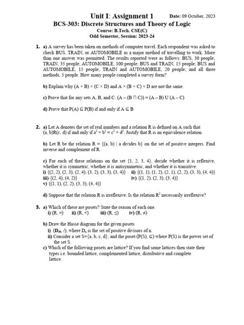 unit i assignment pdf discrete mathematics mathematical analysis