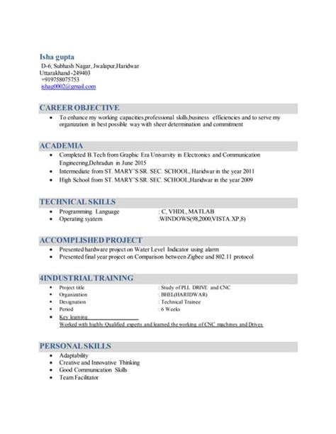 Isha Gupta Resume Pdf