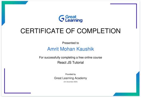 Finished Reactjs Course With Great Learnings Amrit Kaushik Posted On
