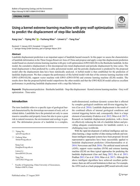 Pdf Using A Kernel Extreme Learning Machine With Grey Wolf Optimization To Predict The