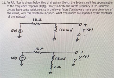 Solved 11 An R L Filter Is Shown Below Top Of Drawing Chegg Com