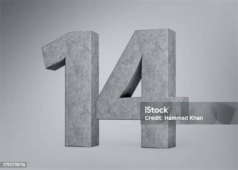 3d 콘크리트 번호 14 14 자리 회색 콘크리트 돌로 만든 회색 배경 3d 일러스트 레이 션 0명에 대한 스톡 사진 및 기타 이미지 Istock
