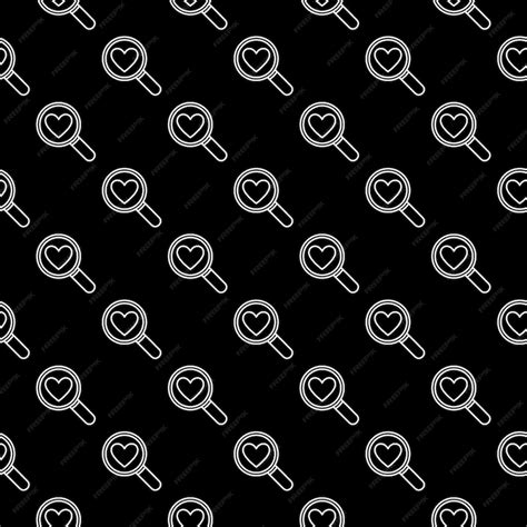 Premium Vector Heart In Magnifier Vector Outline Dark Seamless Pattern