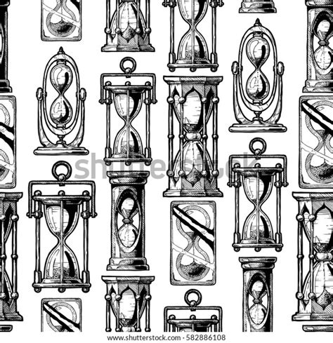 Seamless Vector Pattern Different Hourglass Old Stock Vector Royalty