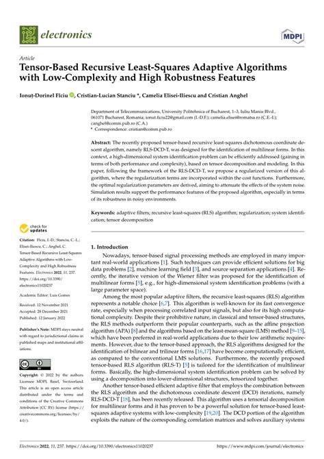 Pdf Tensor Based Recursive Least Squares Adaptive Algorithms With Low Complexity And High