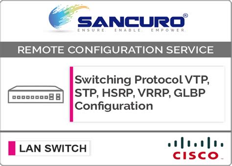 Switching Protocol Vtp Stp Hsrp Vrrp Glbp Configuration For Cisco L3 Lan Switch Remote