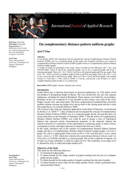pdf on complementary distance pattern uniform graphs