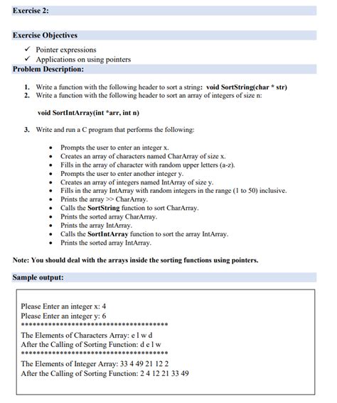 Solved Exercise Exercise Objectives Pointer Expressions Chegg