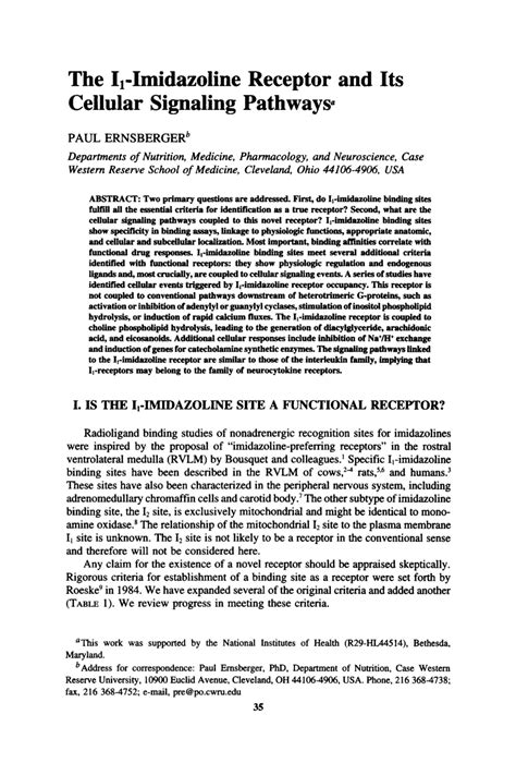 Pdf I1‐imidazoline Receptors