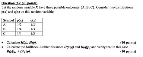 Solved Question 6 20 Points Let The Random Variable X