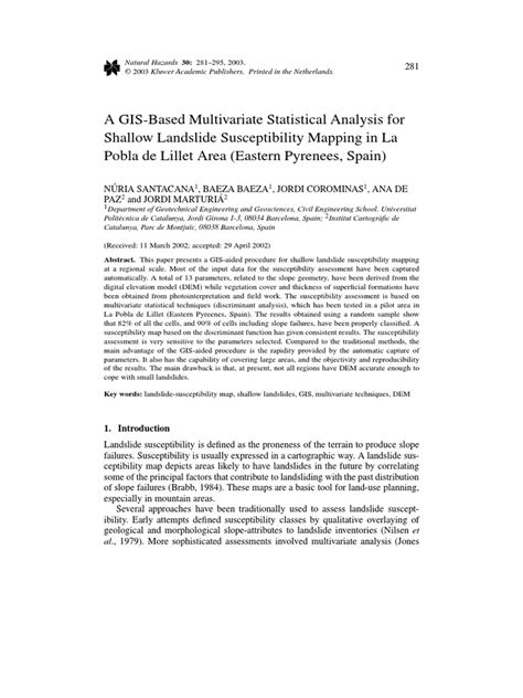 A Gis Based Multivariate Statistical Analysis For Shallow Landslide
