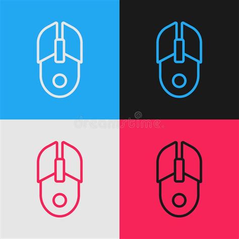 Pop Art Line Computer Mouse Icon Isolated On Color Background Optical With Wheel Symbol Stock