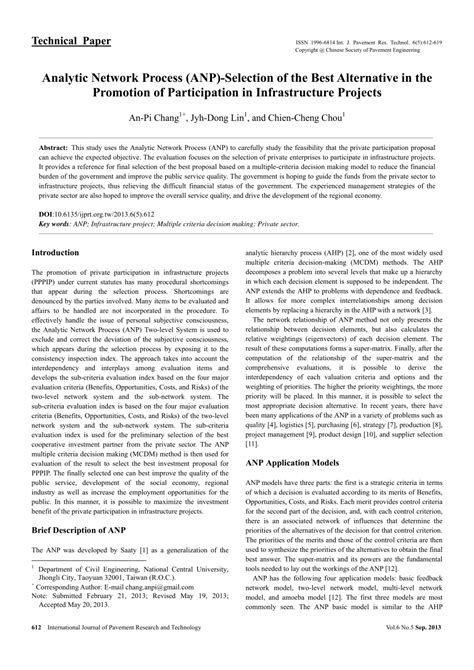 Pdf Analytic Network Process Anp Selection Of The Best Alternative In The Promotion Of