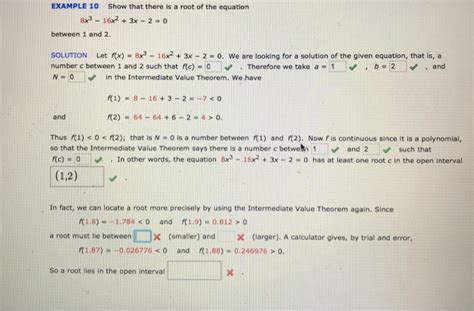 Solved EXAMPLE Show That There Is A Root Of The Equation Chegg