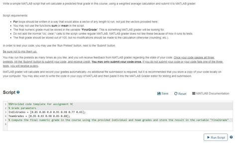 Script Save C Reset MATLAB Documentation 1 Provided Chegg Com