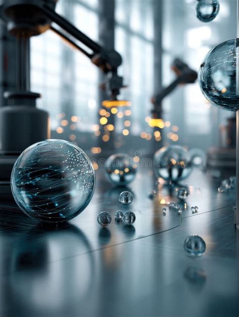 Robotics Innovation In An Advanced Ai Lab Featuring Robotic Arms And Floating Data Spheres