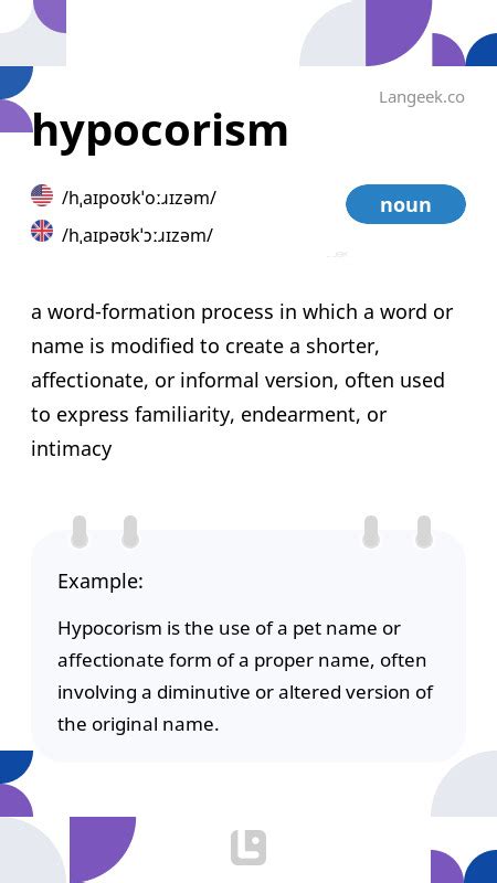 Definition And Meaning Of Hypocorism Picture Dictionary