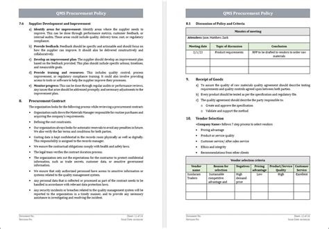 Strategic Procurement Excellence Iso 9001 Policy Template It Governance Framework