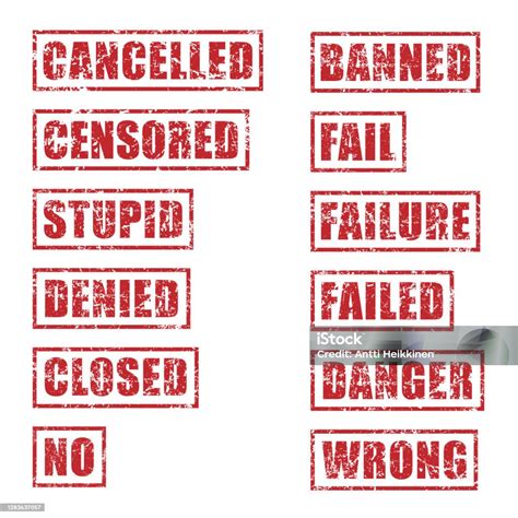 네거티브 고무 스탬프 아이콘 그런지 스타일 텍스처 레드 빈티지 검열 씰 노후화 및 손상 된 취소 스티커 라벨 긁힌 금지 기호