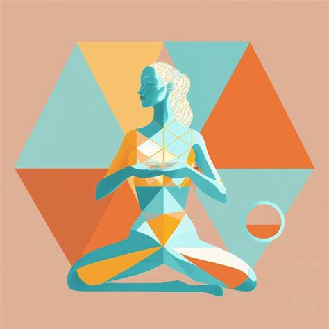 Premium Photo A Woman In A Bikini Sits In Front Of A Geometric Pattern