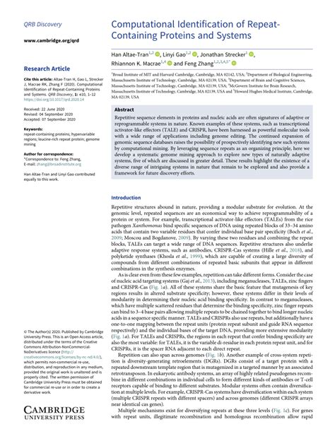 Pdf Computational Identification Of Repeat Containing Proteins And Systems