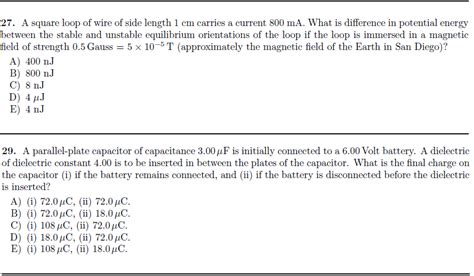 Solved 27 A Square Loop Of Wire Of Side Length 1 Cm Carries