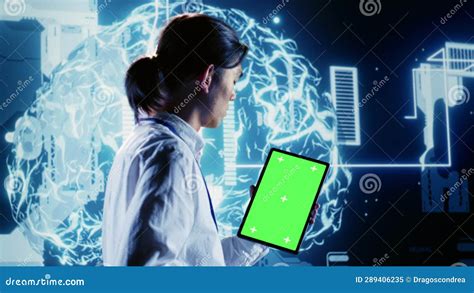 Engineer Uses Chroma Key Tablet For Ai Stock Video Video Of Inspector