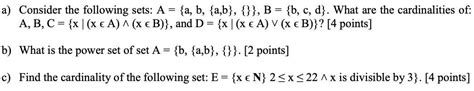 Solved Consider The Following Sets Chegg