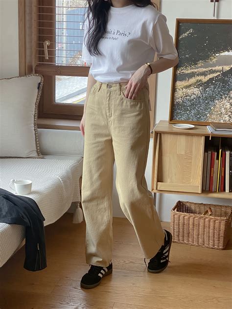 루엣 ️평점49올드머니룩핏보장 Made 데이니 코튼 세미 와이드 면팬츠