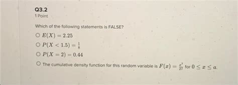 Solved Q3 Continuous Random Variables 3 Points A Continuous