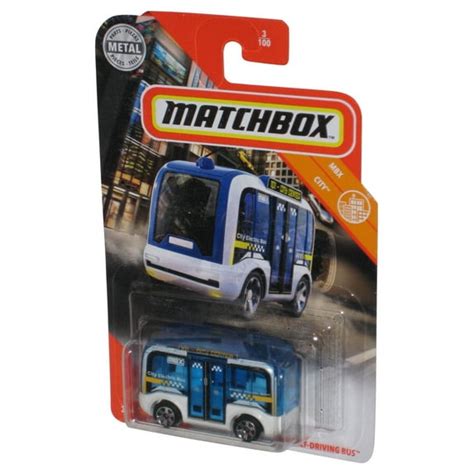 Matchbox Mbx City 2019 Blue Self Driving Bus Die Cast Metal Toy 3