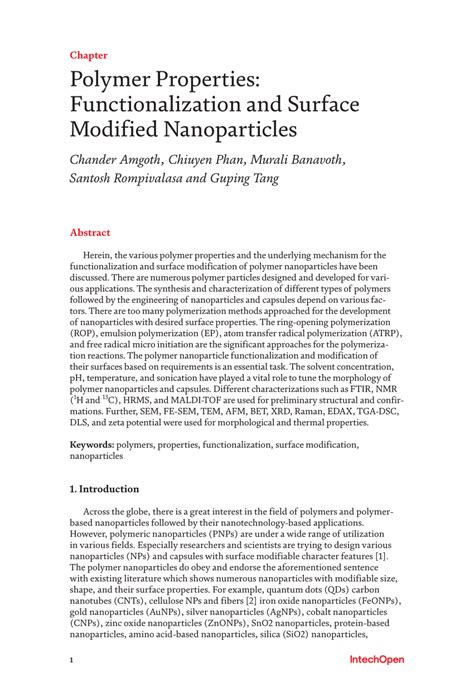 Pdf Polymer Properties Functionalization And Surface Modified Nanoparticles