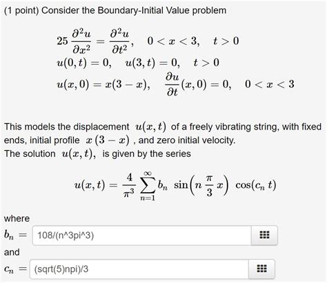 Solved 1 Point Consider The Boundary Initial Value Problem