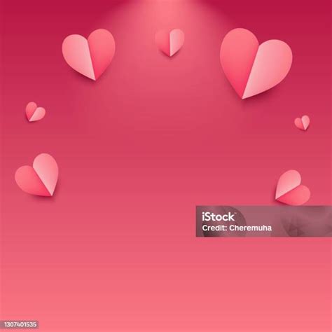 종이가 있는 핑크 추상적 배경은 사실적인 3d 하트를 잘라냅니다 2월에 대한 스톡 벡터 아트 및 기타 이미지 2월 개념 결혼식 Istock