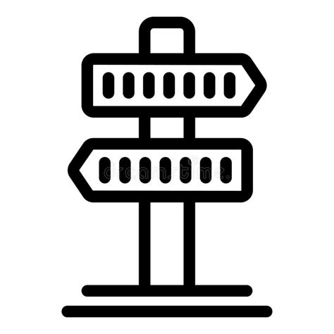 Vector Icon Of A Black And White Directional Signpost With Blank Signs Pointing Left And Right