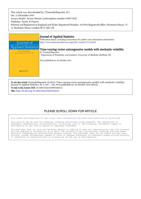 pdf time varying vector autoregressive models with stochastic volatility