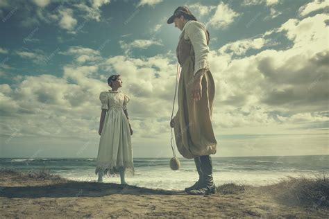 Premium Photo A Man And A Woman Stand On A Beach With The Man