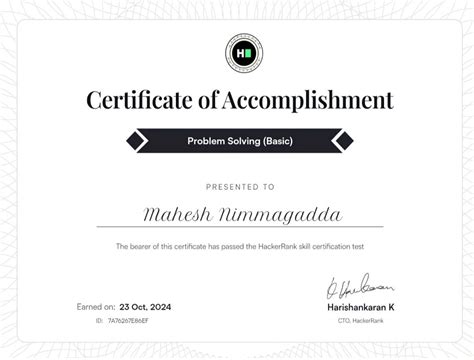 Mahesh Nimmagadda On Linkedin Excited To Share That Ive Achieved The Hackerrank Problem
