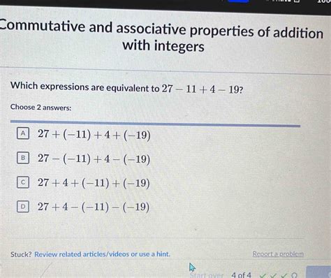 Solved Commutative And Associative Properties Of Addition With