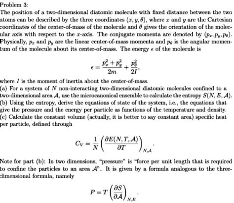 Solved Problem 3 The Position Of A Two Dimensional Diatomic Molecule With Fixed Distance