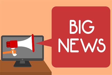 필기 텍스트 큰 뉴스를 작성입니다 개념 의미 아무도 작업을 알고 포터 기자 남자 아직 그것에 대해 들 었 잡고 확성기 스피커 컴퓨터 화면 연설 거품을 이야기 근거리 초점에