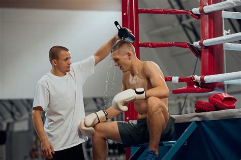 개인 코치와 전문 복서 훈련 스포츠 체육관에서 권투 반지에서 트레이너 스포츠 전략 공부 기술 및 업적 20 24세에 대한 스톡 사진 및 기타 이미지 Istock