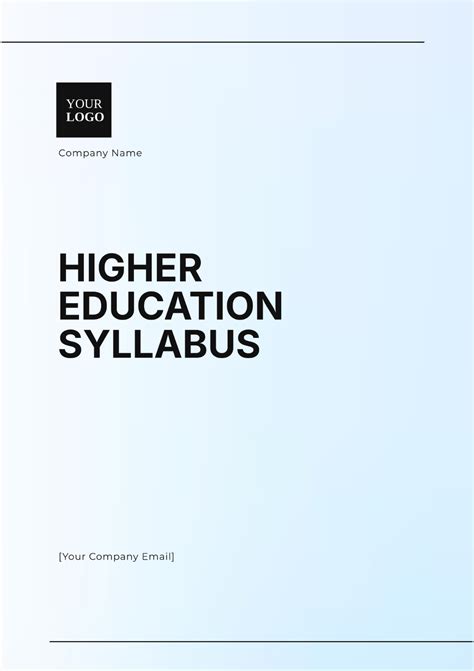 Free Higher Education Syllabus Template To Edit Online