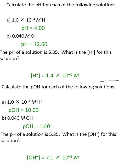 Solved Calculate The PH For Each Of The Following Solutions Chegg Com