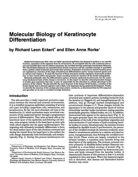 Molecular Biology Of Keratinocyte Differentiation Pmc