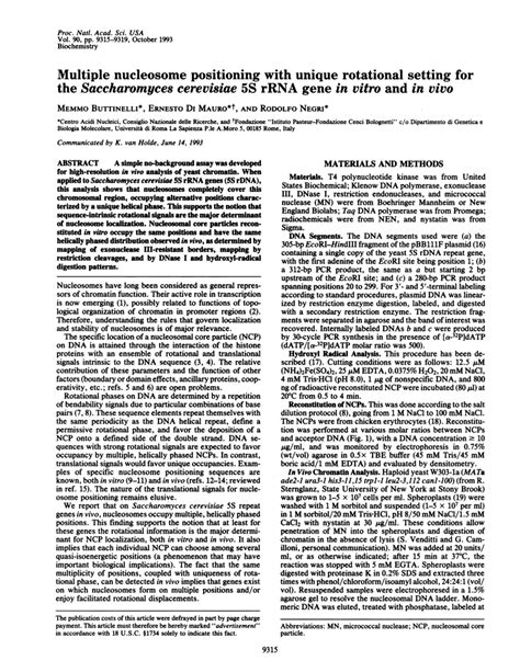 Pdf Multiple Nucleosome Positioning With Unique Rotational Setting