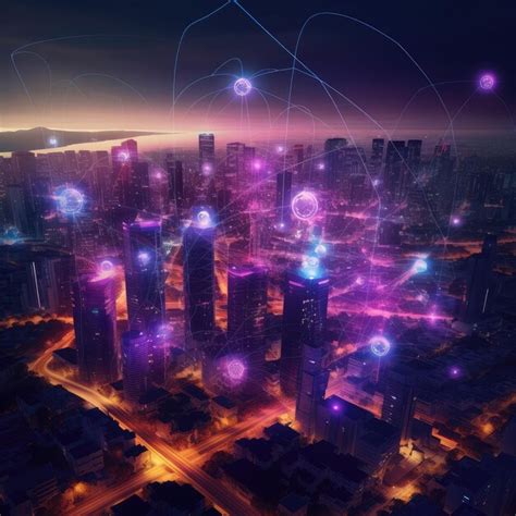 Premium Ai Image Modern Smart City Network Interconnected Ai Generated
