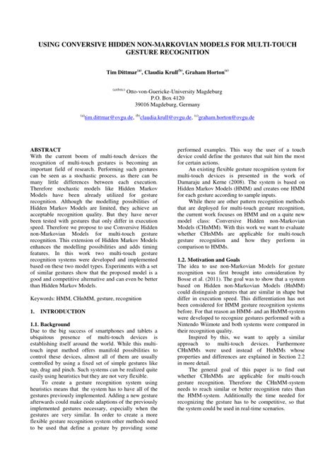 Pdf Using Conversive Hidden Non Markovian Models For Multi Touch