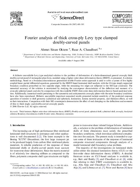 Pdf Fourier Analysis Of Thick Cross Ply Levy Type Clamped Doubly Curved Panels